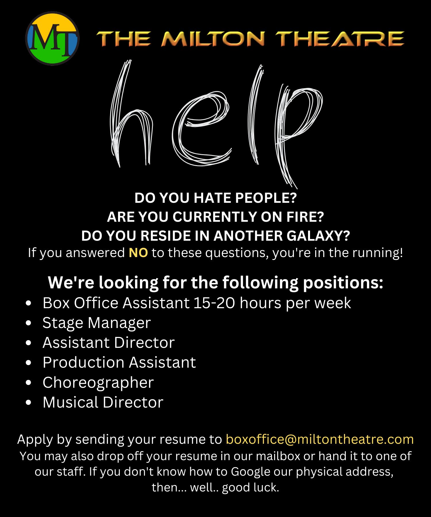 Careers | The Milton Theatre