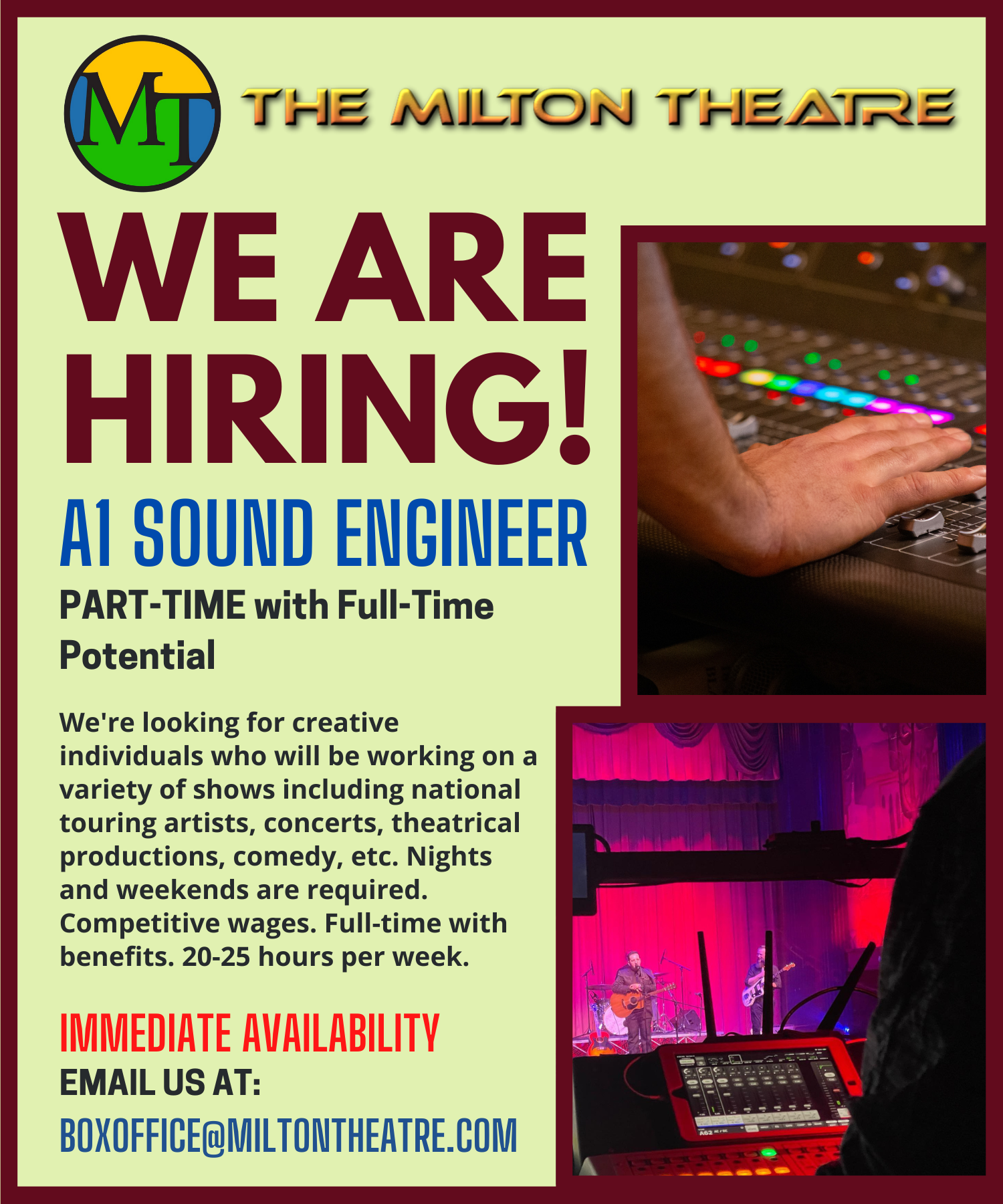 Careers | The Milton Theatre